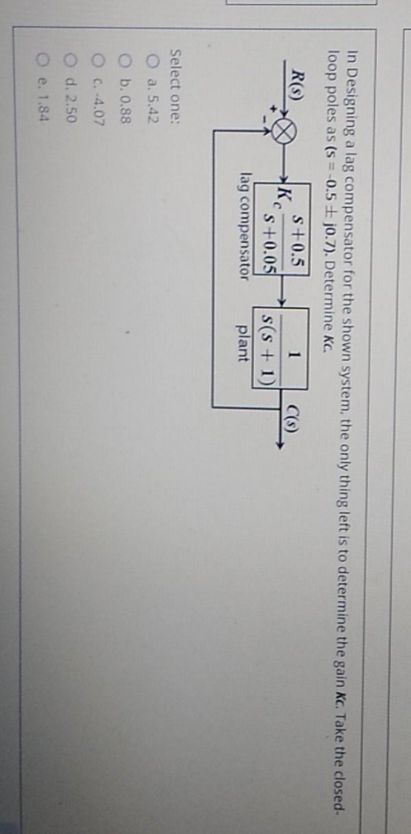 Solved In Designing a lag compensator for the shown system, | Chegg.com