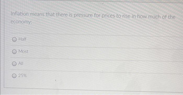 Solved Inflation means that there is pressure for prices to | Chegg.com