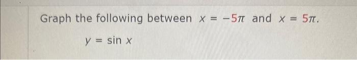 Solved Graph the following between x=−5π and x=5π. y=sinx | Chegg.com
