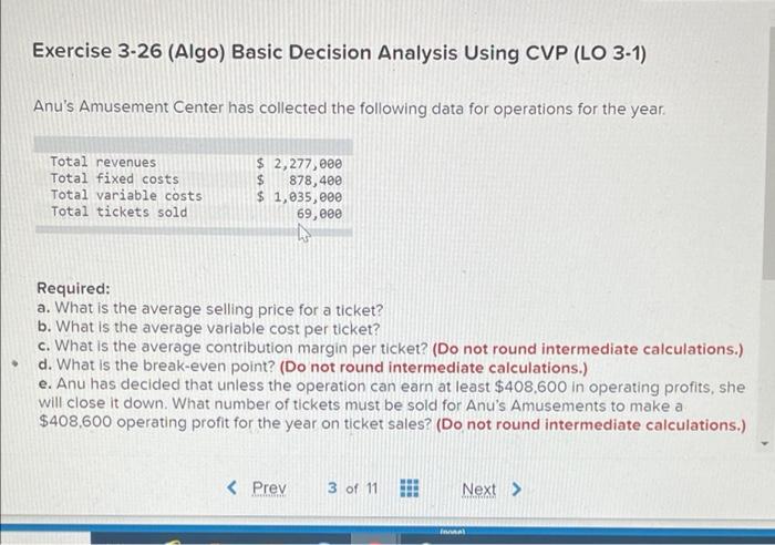 Solved Anu's Amusement Center has collected the following | Chegg.com