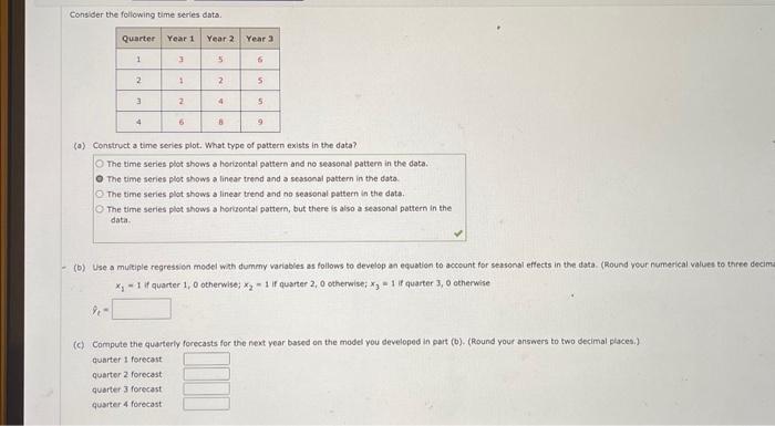 Solved Consider the following time series dats. (a) | Chegg.com