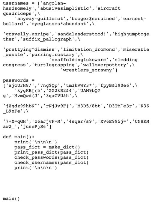 Solved You are given two lists: "usernames" and "passwords". | Chegg.com