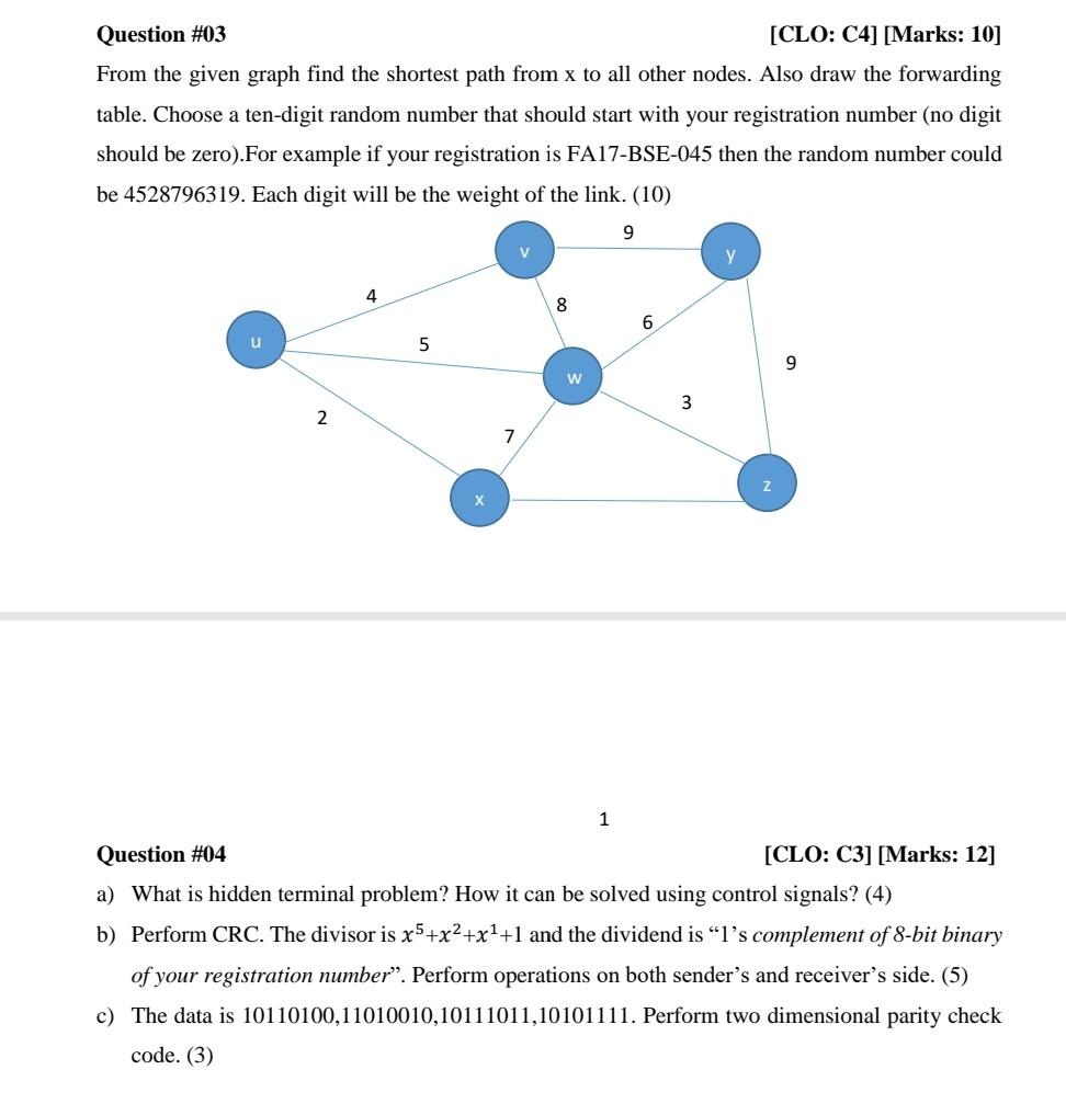 Solved Question #03 [CLO: C4] [Marks: 10) From the given | Chegg.com