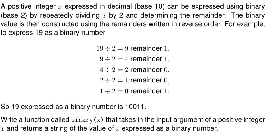 Solved A positive integer x ﻿expressed in decimal (base 10) | Chegg.com