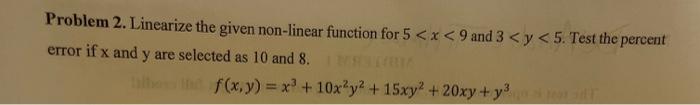 Solved Problem 2 Linearize The Given Non Linear Function