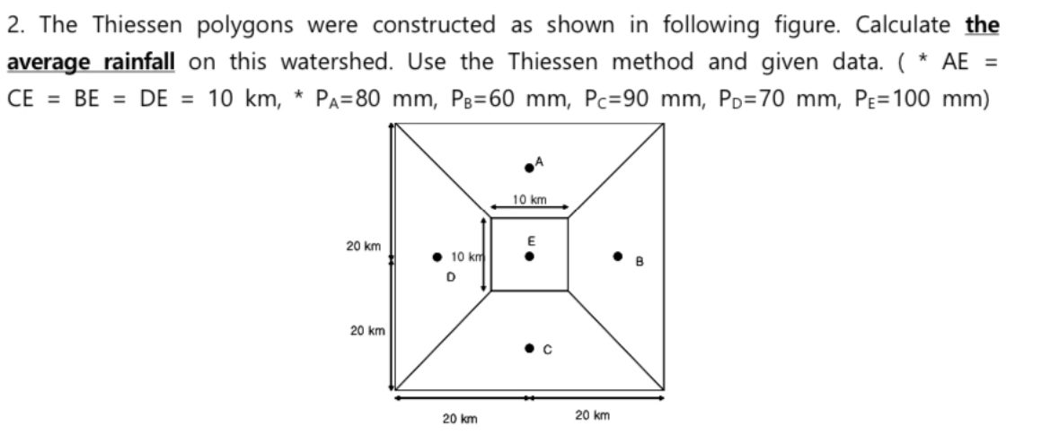 Solved The Thiessen polygons were constructed as shown in | Chegg.com