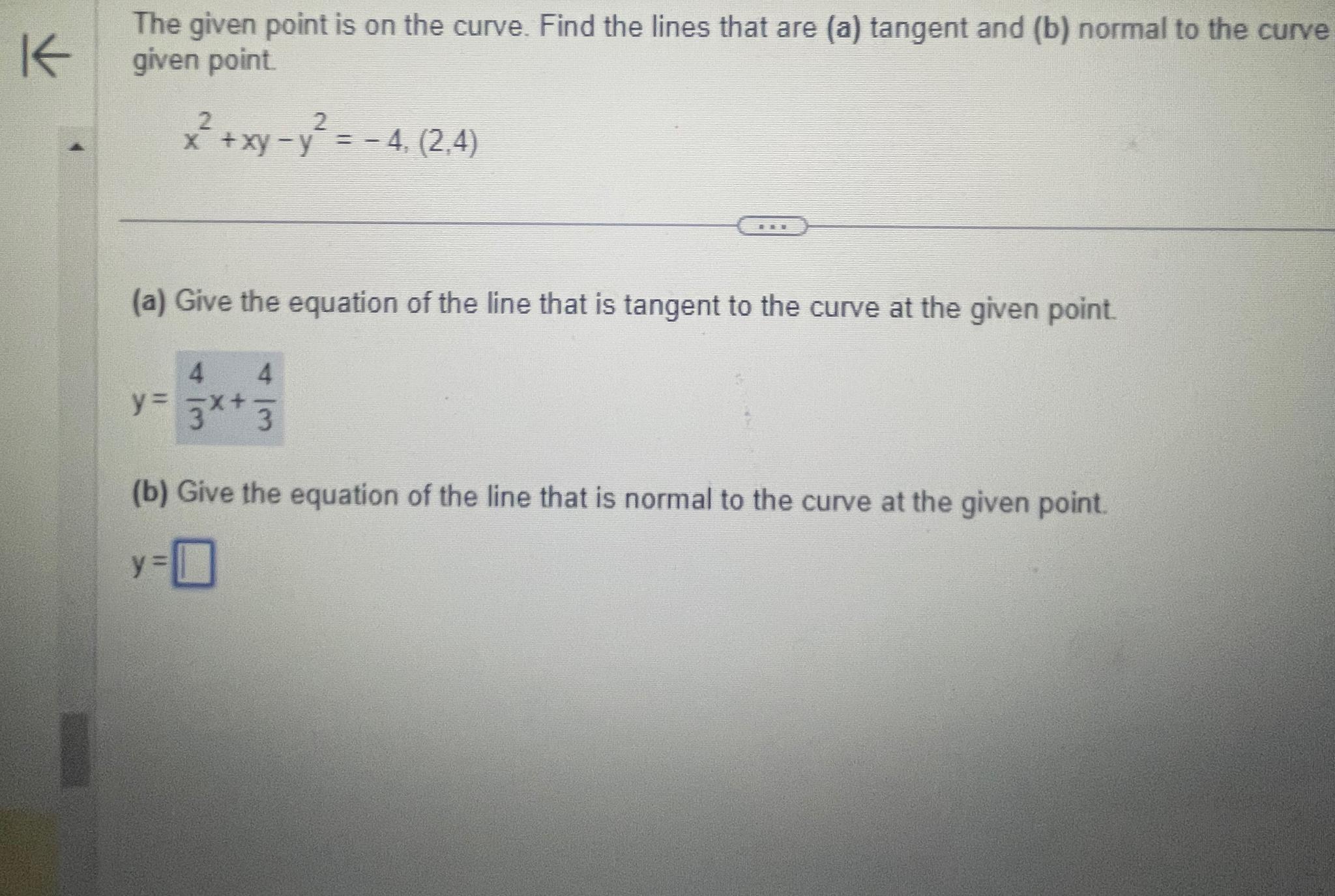 Solved The given point is on the curve. Find the lines that | Chegg.com