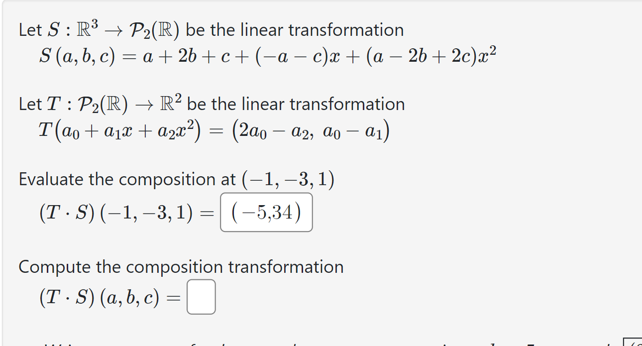 Solved Let S:R3→P2(R) ﻿be the linear | Chegg.com