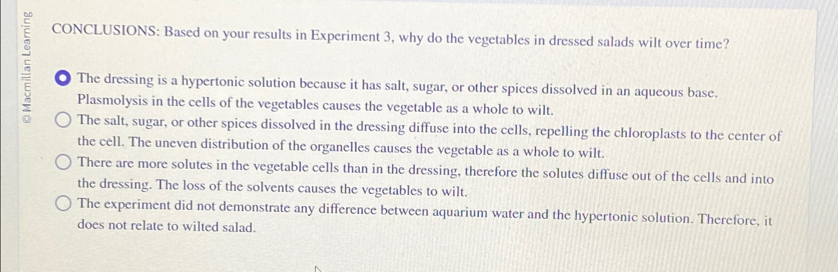 Solved CONCLUSIONS: Based on your results in Experiment 3, | Chegg.com