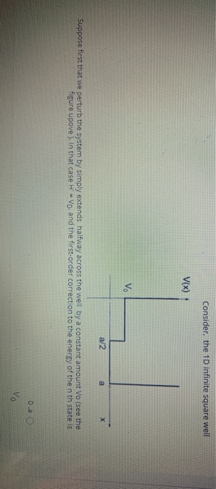 Solved Consider, the 1D infinite square well V(x) V a/2 a X | Chegg.com Solved Consider, the 1D infinite square well V(x) V a/2 a X | Chegg.com