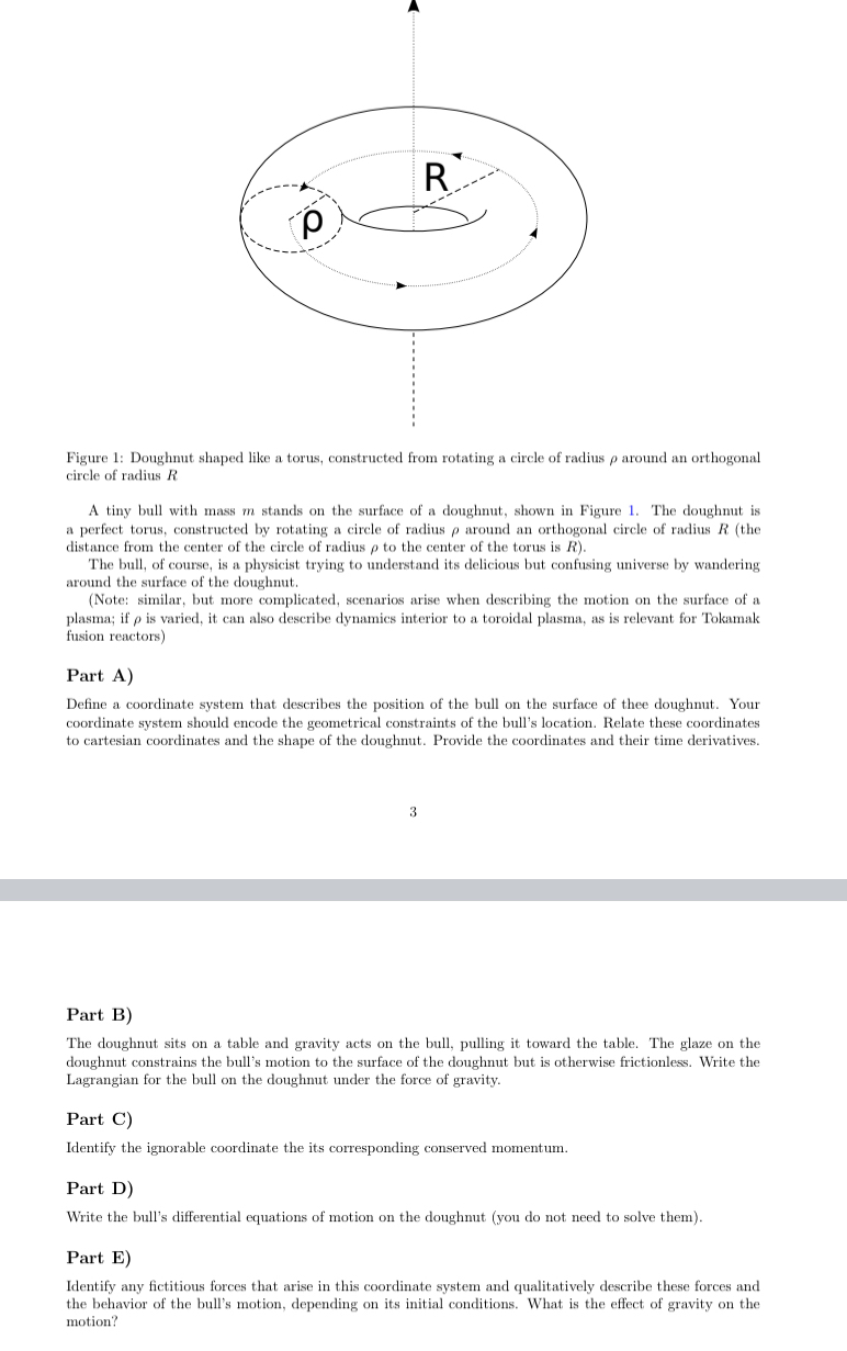Solved Figure 1: Doughnut shaped like a torus, constructed | Chegg.com
