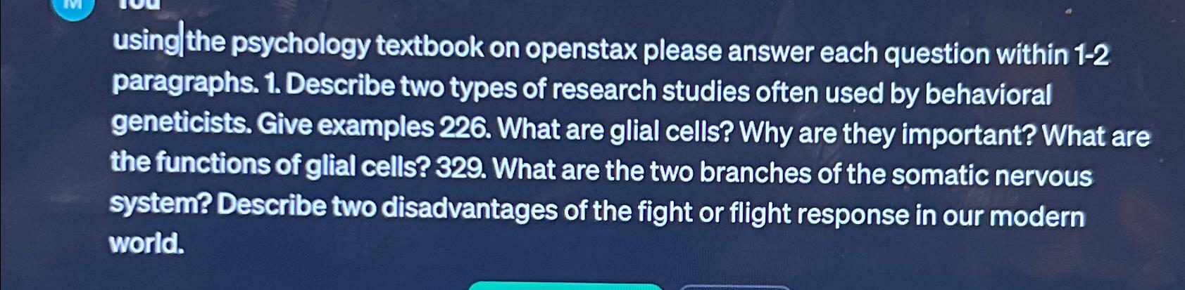 Solved using|the psychology textbook on openstax please | Chegg.com