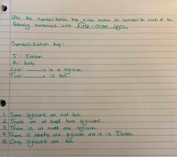 Solved Use the symbolization they given below to symbolize | Chegg.com