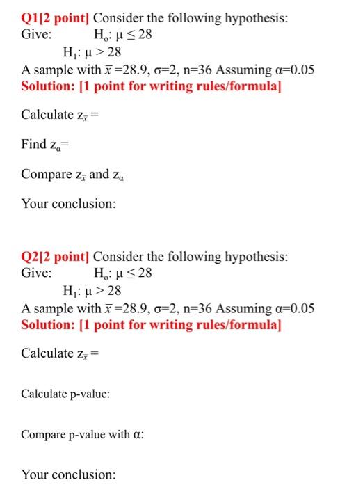 Solved Q1[2 point] Consider the following hypothesis: Give: | Chegg.com