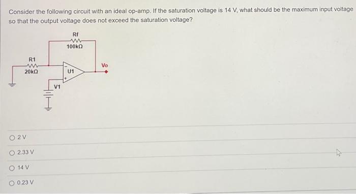 Solved Consider the following circuit with an ideal op-amp. | Chegg.com