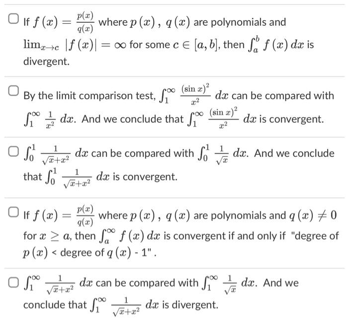 Solved If f(x)=q(x)p(x) where p(x),q(x) are polynomials and | Chegg.com