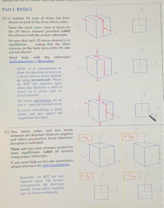 Solved NOP Part I. BASICS (1) A random 3D state of stress | Chegg.com