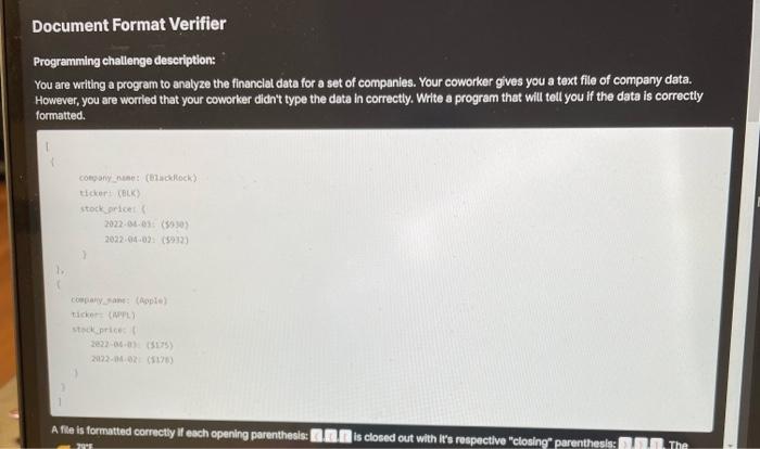 Solved Document Format Verifier Programming challenge | Chegg.com