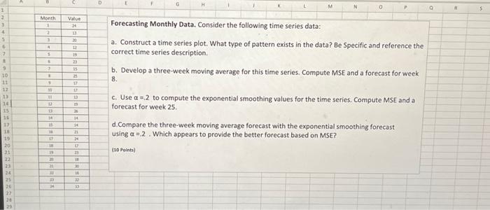 Solved Forecasting Monthly Data. Consider the following time | Chegg.com