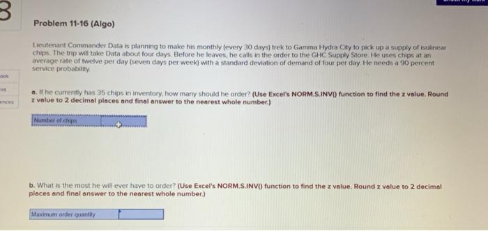 Solved Problem 11-16 (Algo) Lieutenant Commander Data is | Chegg.com