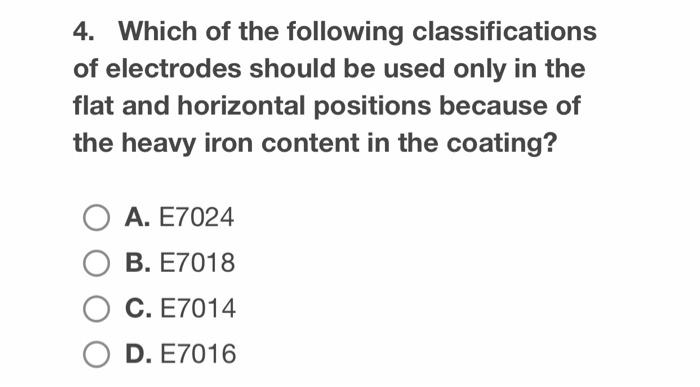 Solved Which of the following classificationsof electrodes | Chegg.com