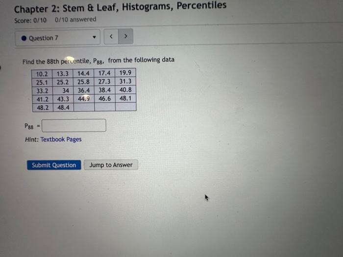 Solved Chapter 2: Stem \& Leaf, Histograms, Percentiles | Chegg.com
