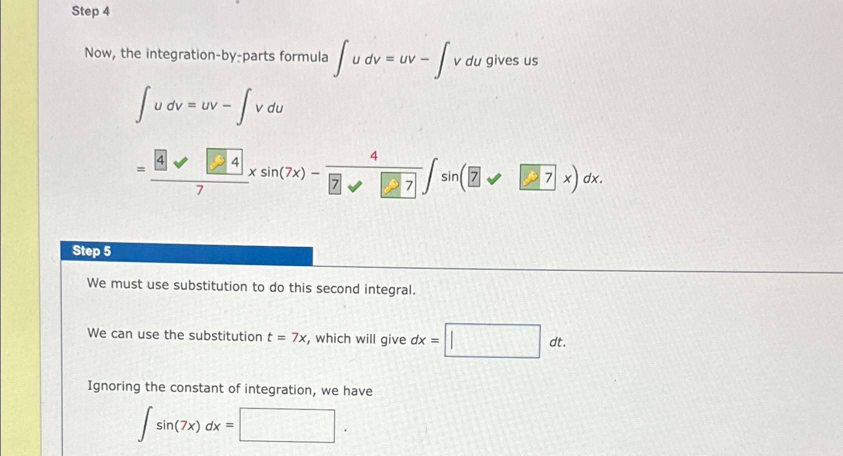 Solved Step 4Now, the integration-by-parts formula | Chegg.com