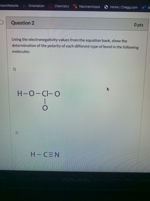 Solved using electronegativity valued from the equation | Chegg.com