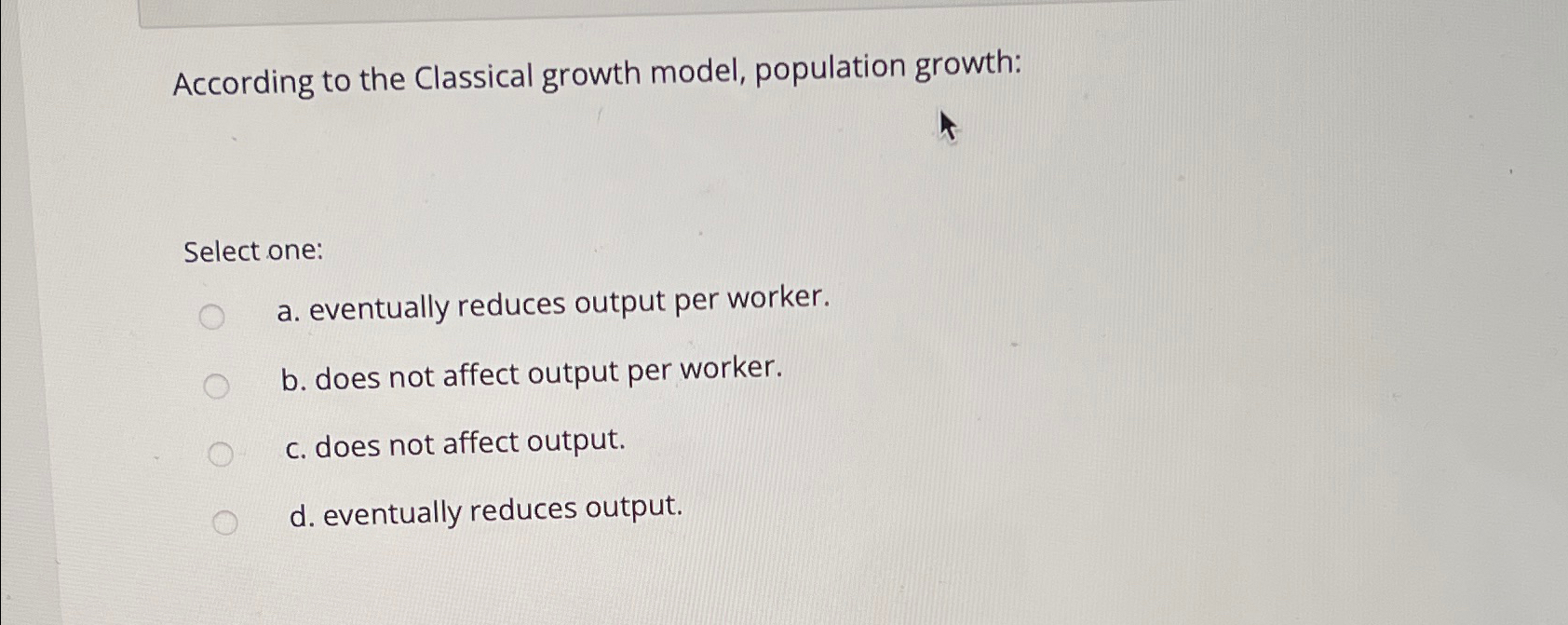 Solved According to the Classical growth model, population | Chegg.com