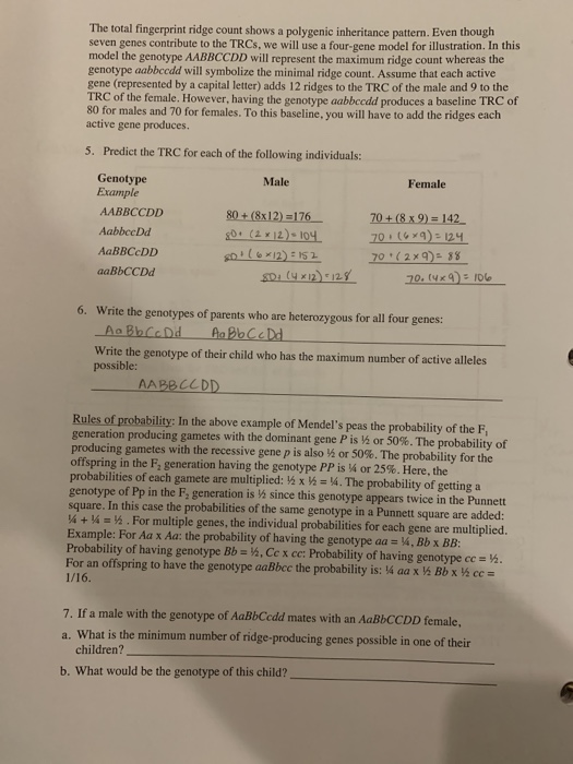 Solved The total fingerprint ridge count shows a polygenic | Chegg.com