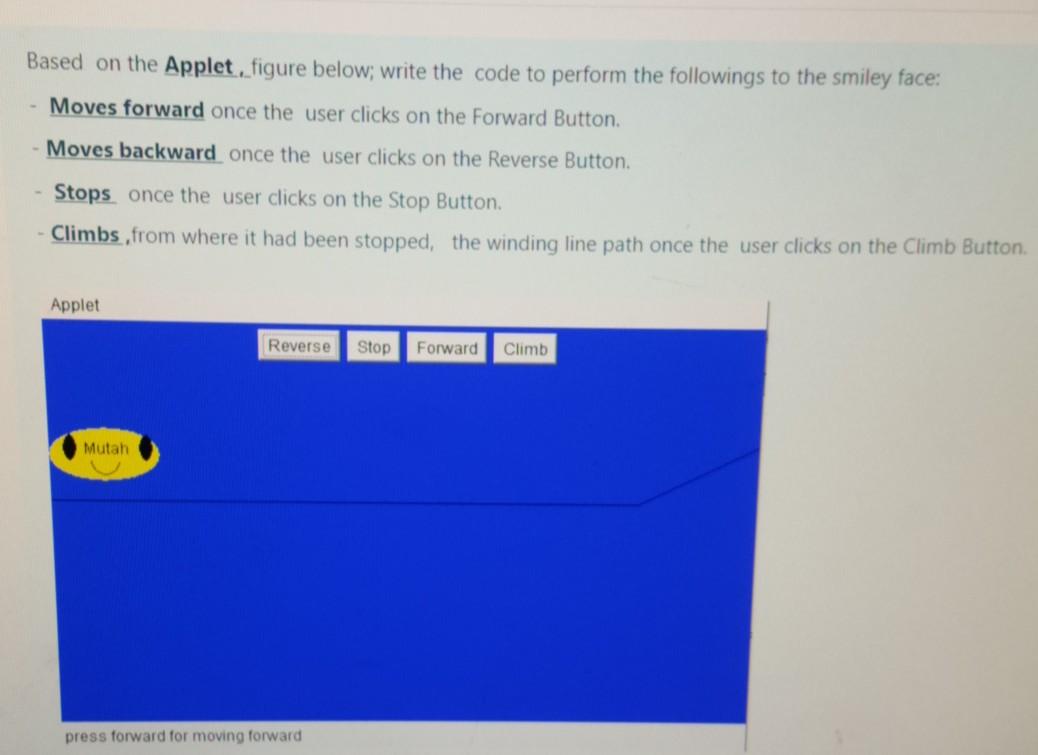 Solved Based on the Applet, figure below; write the code to | Chegg.com