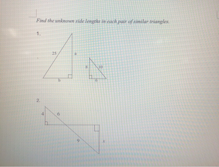 Solved Find the unknown side lengths in each pair of similar | Chegg.com
