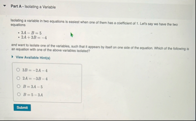 Solved Part A - ﻿Isolating a VariableIsolating a variable in | Chegg.com