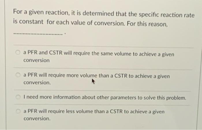 Solved For a given reaction, it is determined that the | Chegg.com
