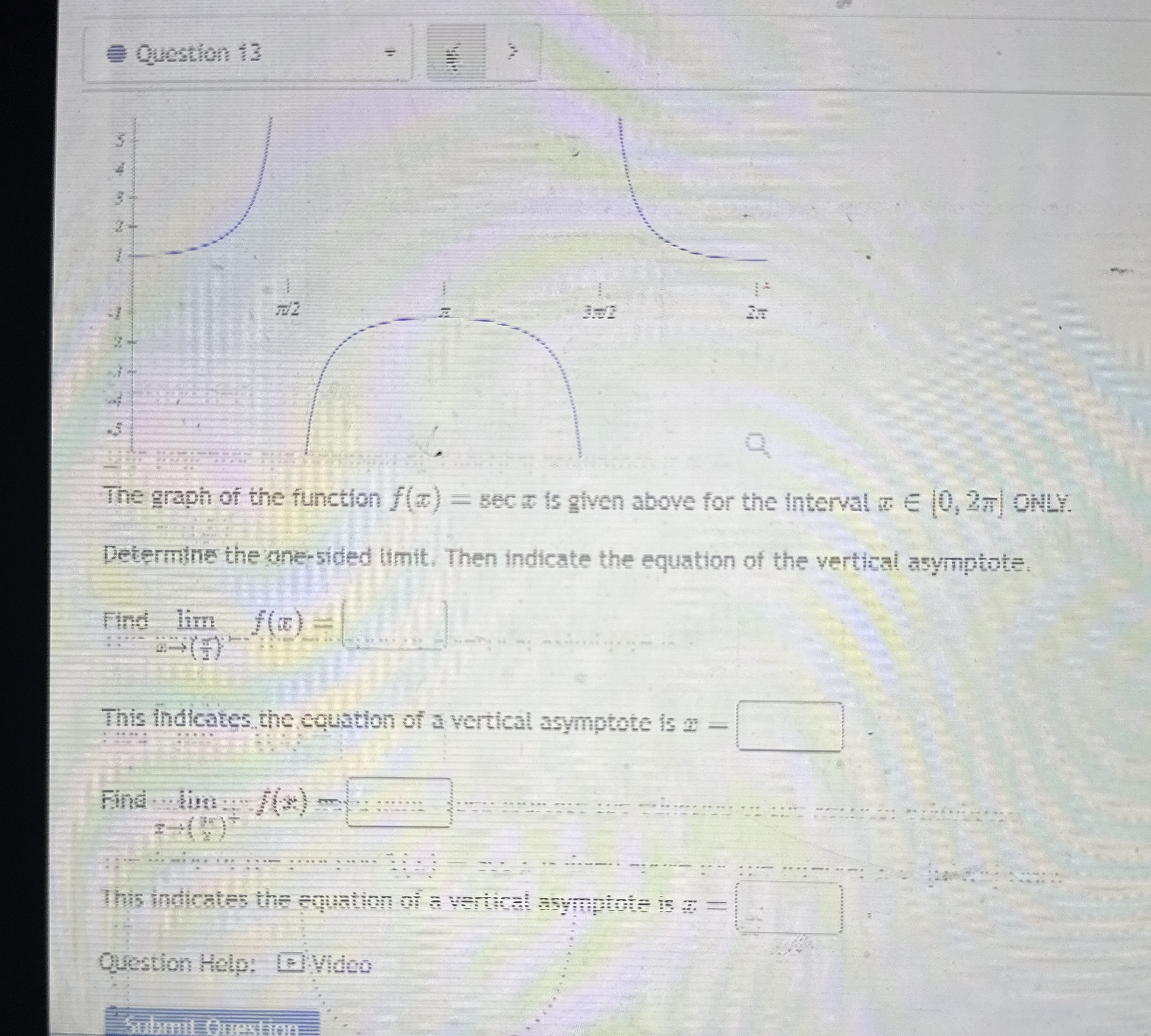 Solved guestion t3The sraph of the function f(x)=secx ﻿is | Chegg.com