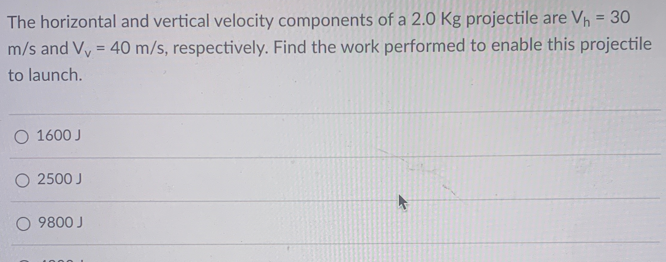 Solved The horizontal and vertical velocity components of a | Chegg.com