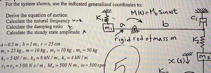 [Solved]: Step by step solution using energy method and Newt