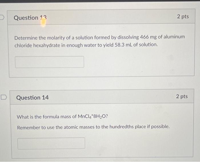 Solved Determine the molarity of a solution formed by | Chegg.com