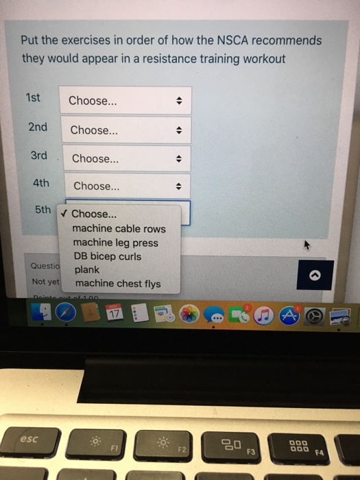Solved Put the exercises in order of how the NSCA recommends | Chegg.com