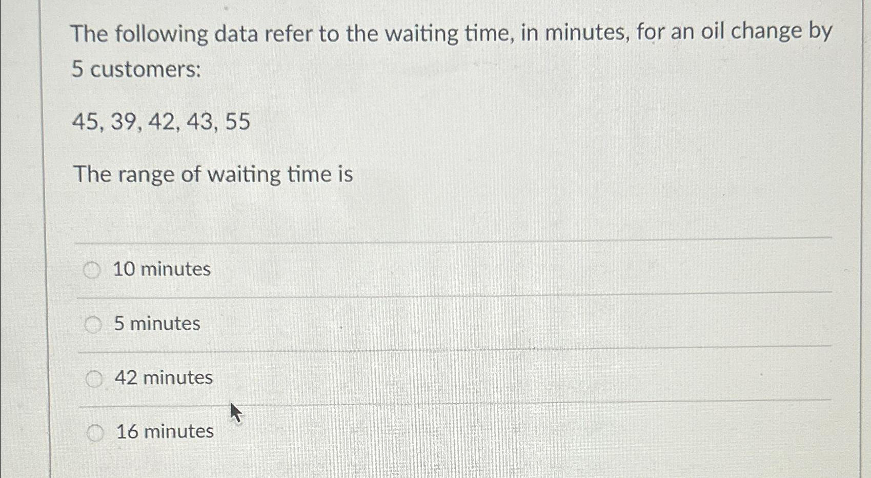 Solved The following data refer to the waiting time, in | Chegg.com