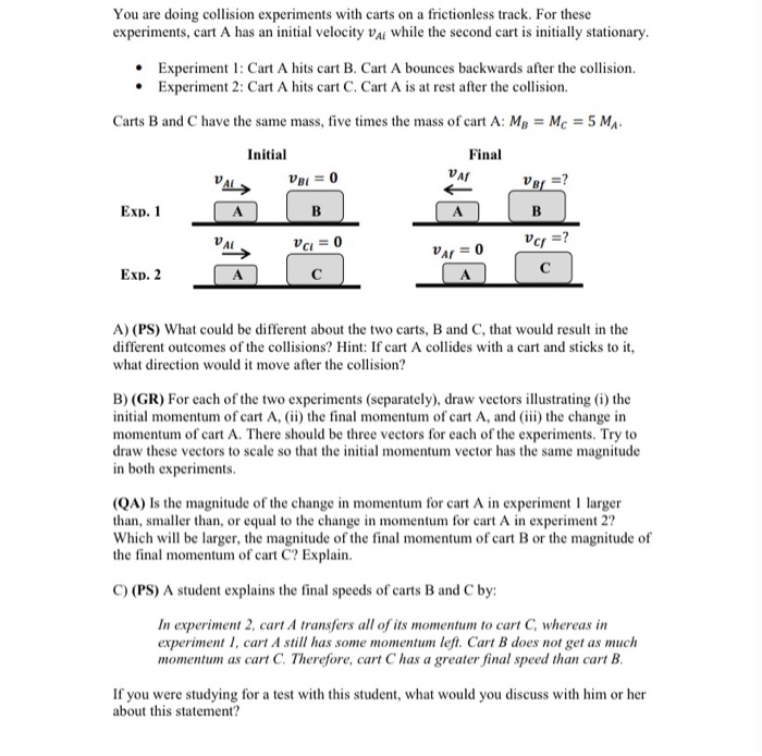 Solved You are doing collision experiments with carts on a | Chegg.com