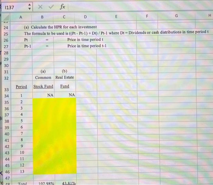 Solved (a) Calculate the HPR for each investment The formula | Chegg.com