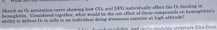 Solved Sketch an O2 saturation curve showing how CO2 and DPG | Chegg.com