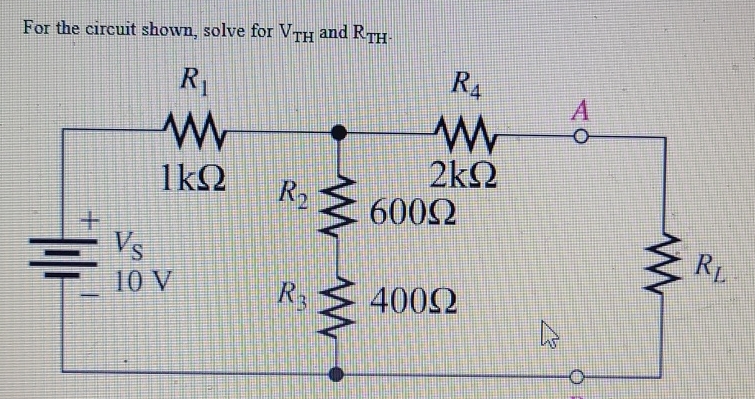 Solved For the circuit shown, solve for VTH ﻿and RTH. | Chegg.com
