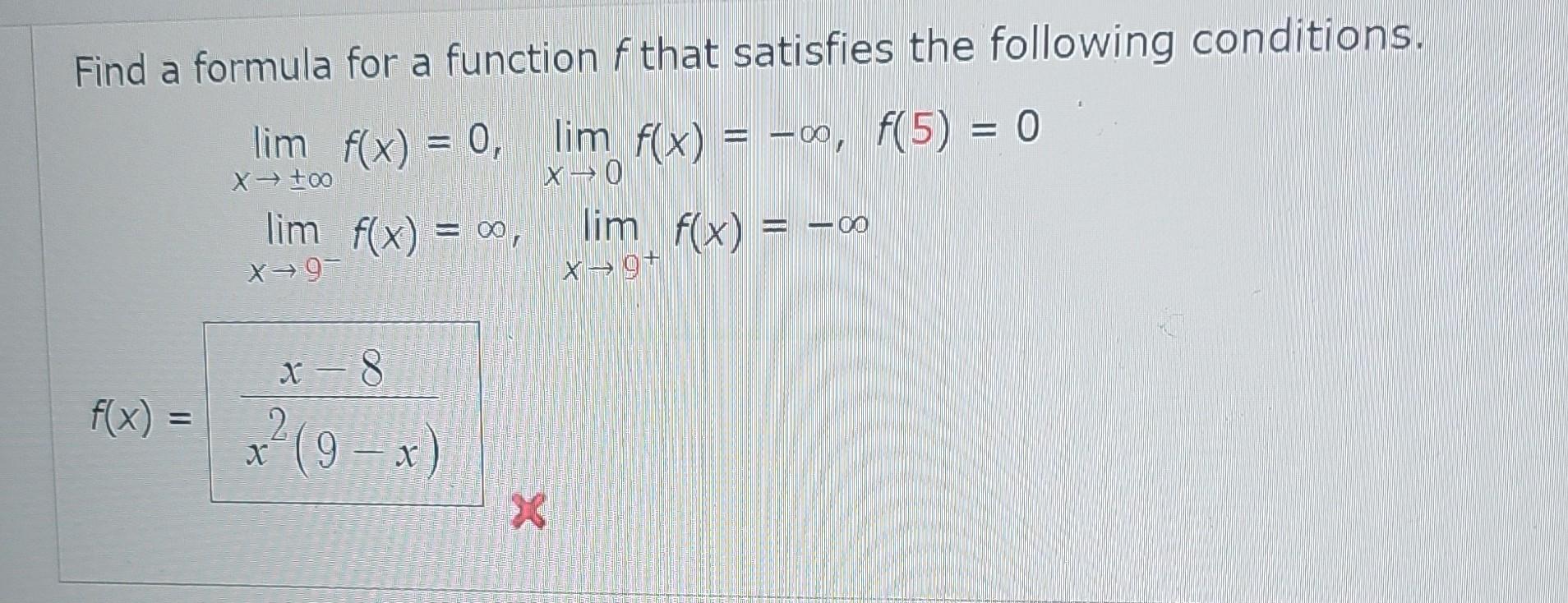 Solved Find a formula for a function f that satisfies the | Chegg.com