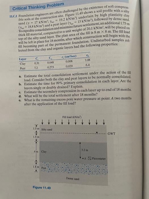 Solved Critical Thinking Problem 11.C. Foundation engineers | Chegg.com