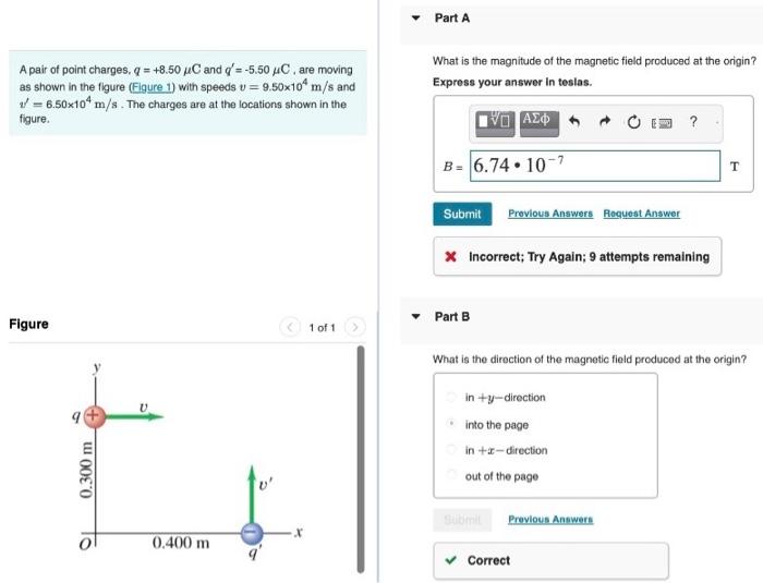 Solved I need help with Part A and Part C.A pair of point | Chegg.com