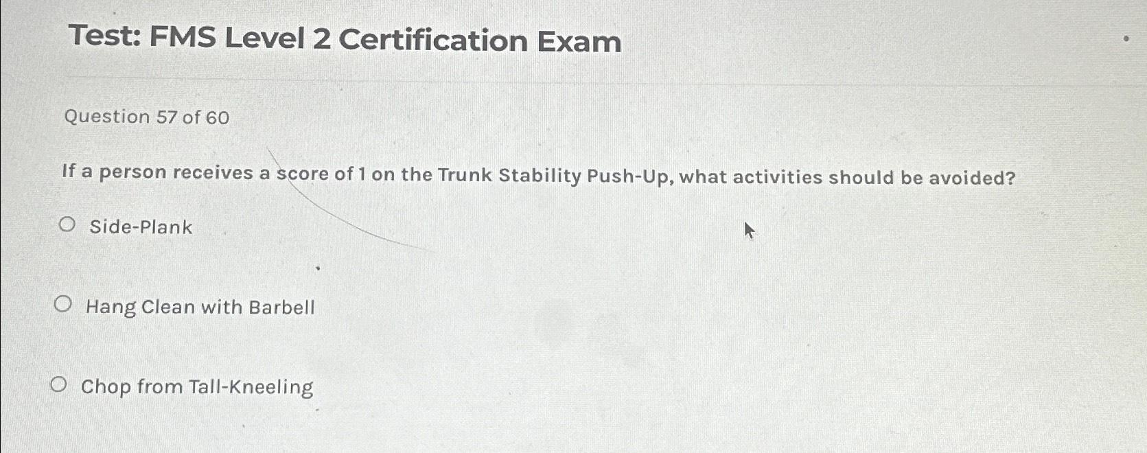 Solved Test: FMS Level 2 ﻿Certification ExamQuestion 57 ﻿of | Chegg.com