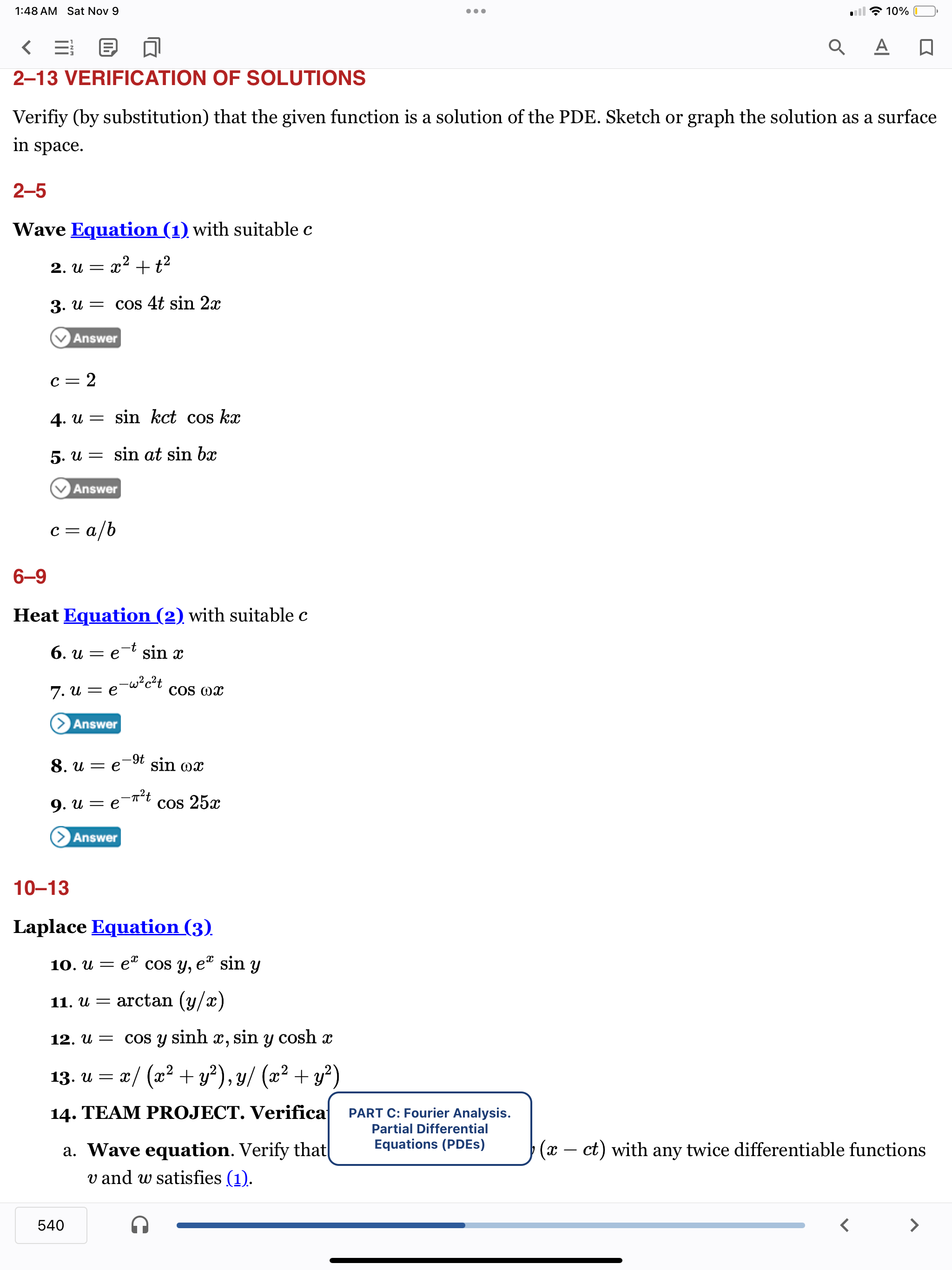 Solved Verifiy (by ﻿substitution) ﻿that the given function | Chegg.com