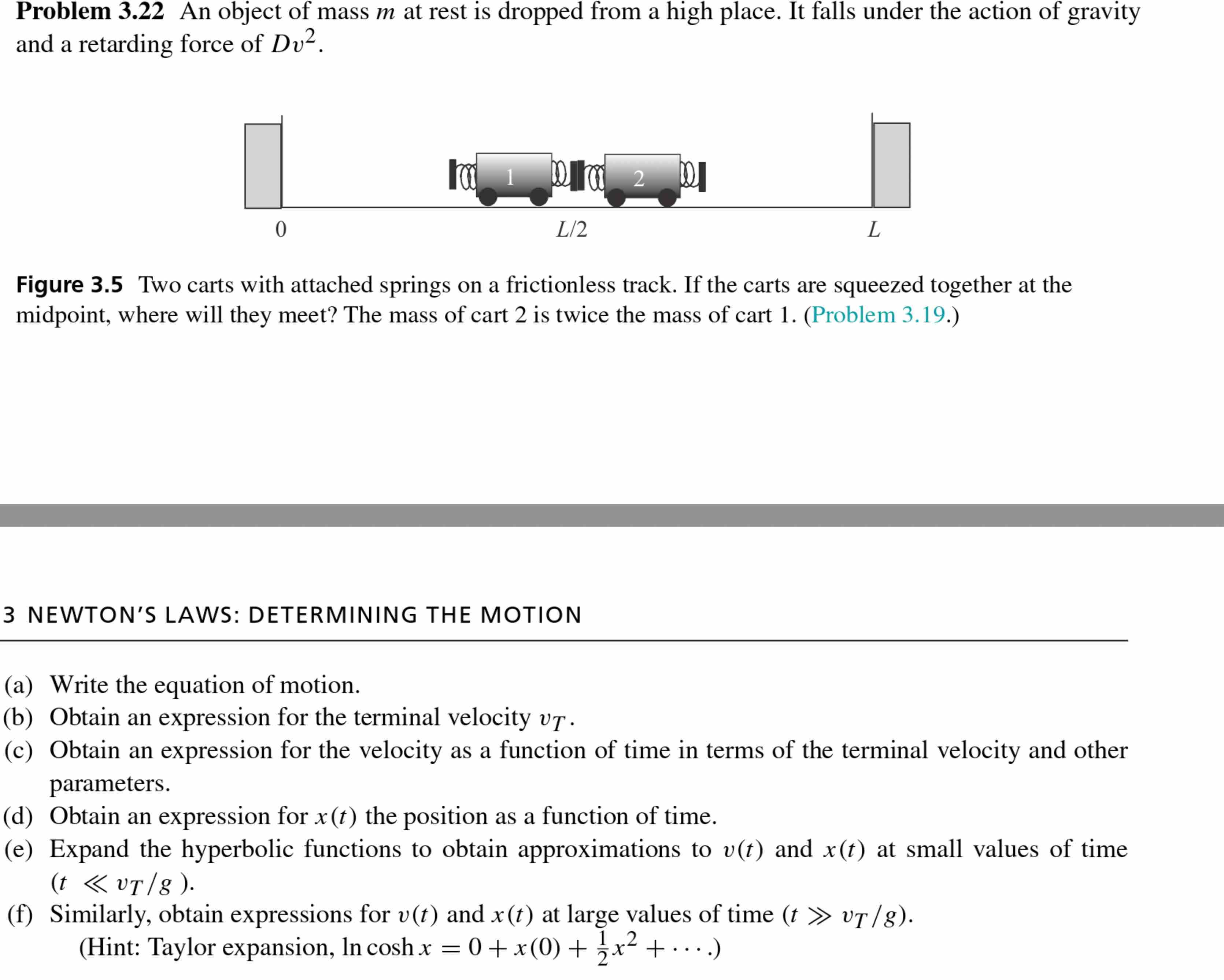 Solved Problem 3.22 ﻿An object of mass m ﻿at rest is dropped | Chegg.com